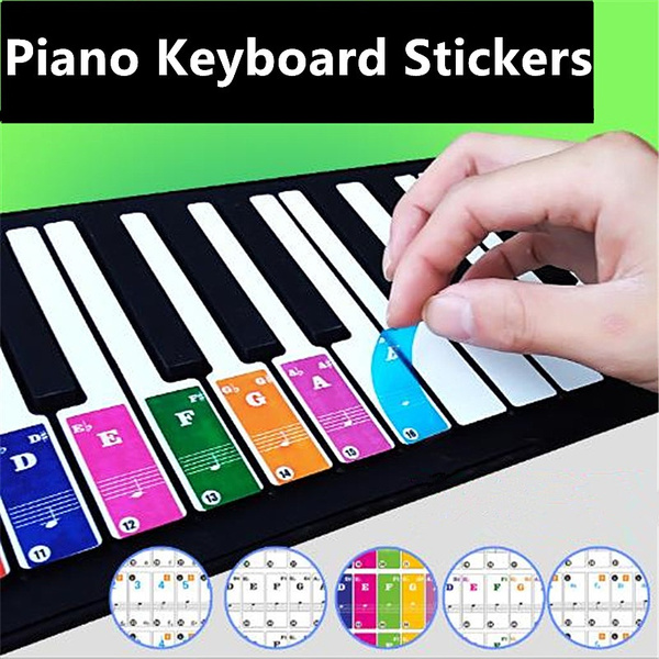Piano Keyboard Stickers Notes Hand-Roll Transparent Color 54/61/88 ...
