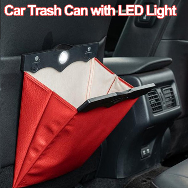 Folding Car Trash Bin Magnet Splint Hanging Storage Box Auto Garbage ...