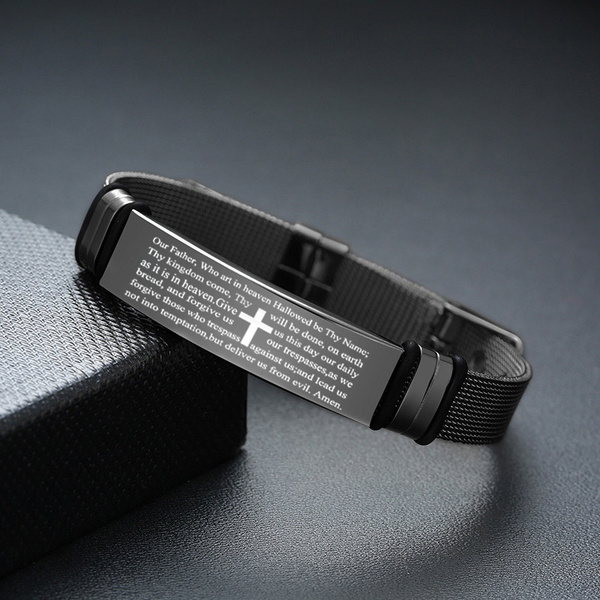 Religious Christian Baptism Bible Verse Lords Prayer Cross Bracelet ...