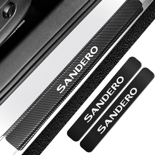 4pcs Car door sill stickers for Renault Dacia Sandero carbon fiber self ...