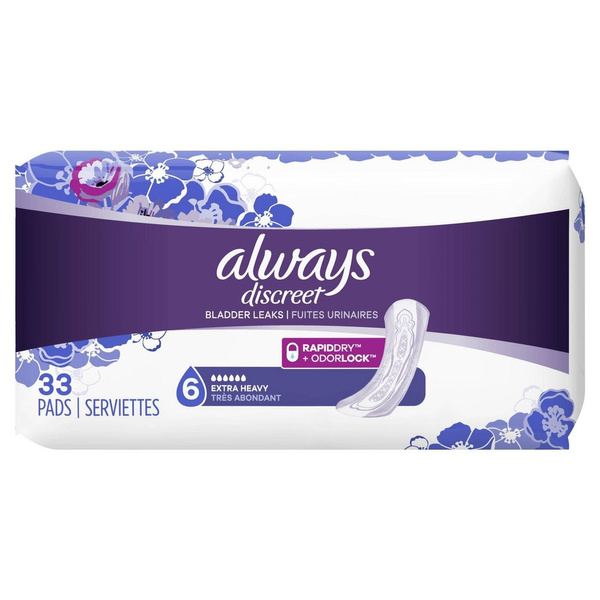 Always Discreet Incontinence and Postpartum Extra Heavy Absorbency Pads ...