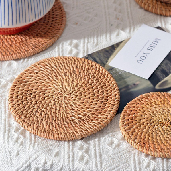 2pcs Tea Cup Mat Hand Woven 240℃ Heat Resistant Hot Insulation Pads Cup ...