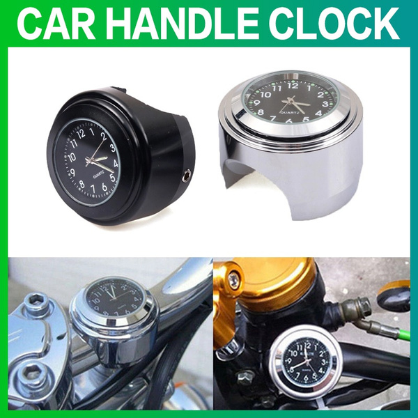 Motorcycle Quartz Clock 7/8" Waterproof Chrome Bike Handlebar Mount ...