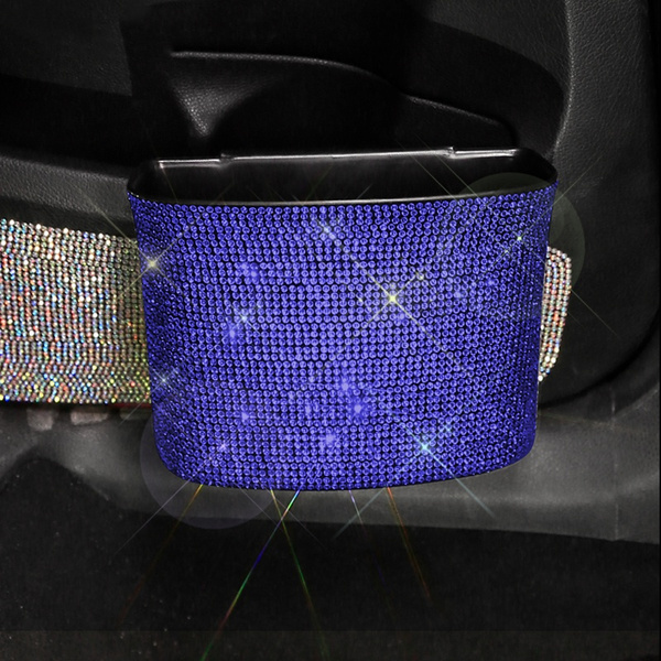Crystal Car Trash Bin Can Organizer Garbage Holder Bling Rhinestone Car ...