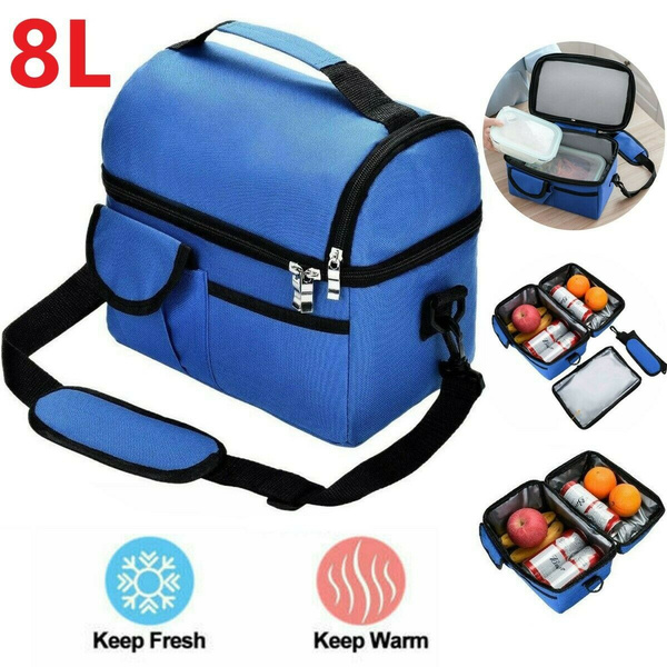 Double Deck Insulated Thermal Cooler Lunch Box Food Storage Container ...