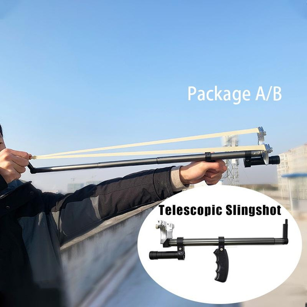 Three-section Telescopic Long Pole Shooting Slingshot Lengthening ...