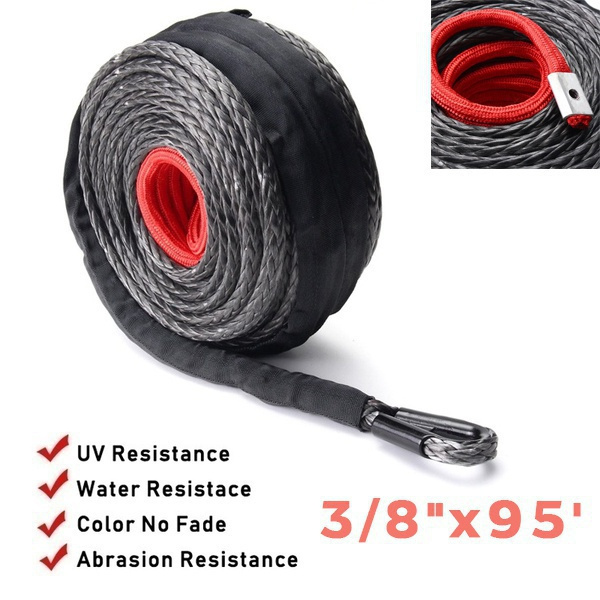 Outdoor 20500lbs synthetic winch cable traction rope and sheath ATV UTV ...