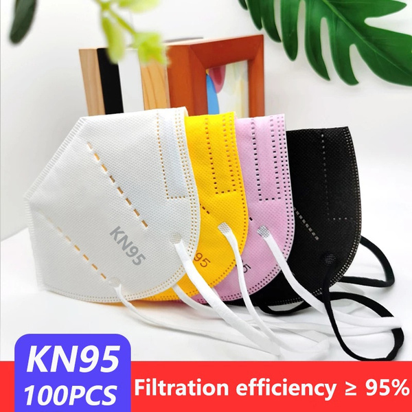 100PCS KN95 protective mask with 10 colors mixed with 5 layers of ...