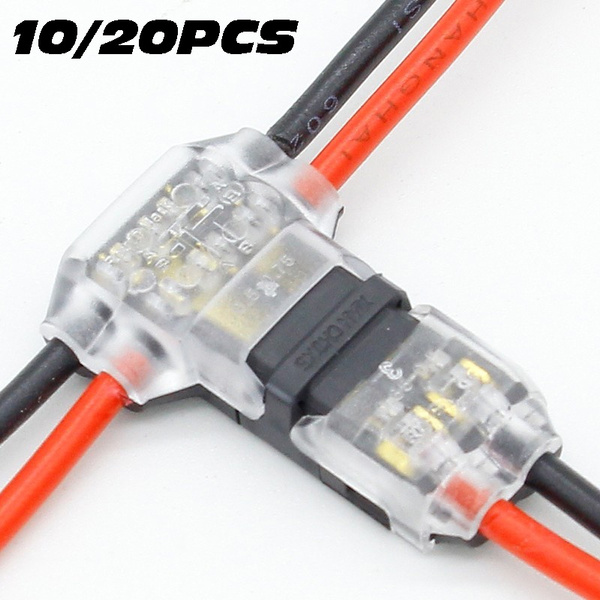 2 Pin 2 Way Universal Wire Wiring Connector T Shape Conductor Terminal ...