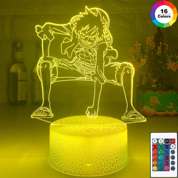16/7color Anime ONE PIECE Monkey D Luffy Figure 3d Acrylic Crack Base ...