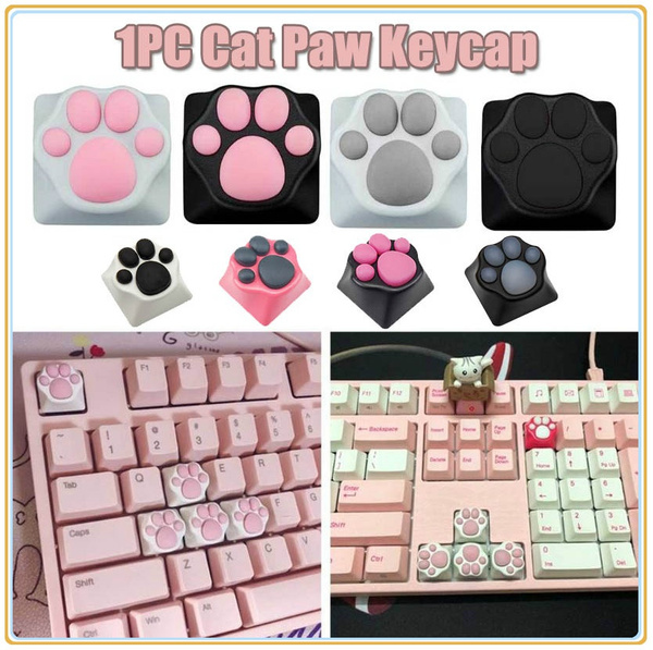 6 Colors Cat Paw ESC Keycap Handmade Rubber Metal Cute Kitty Pad Custom ...