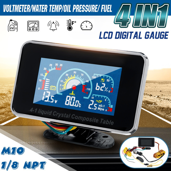 Car LCD 4 in 1Gauge 12-24V Digital ALARM Gauge (Water Temperature/Oil ...