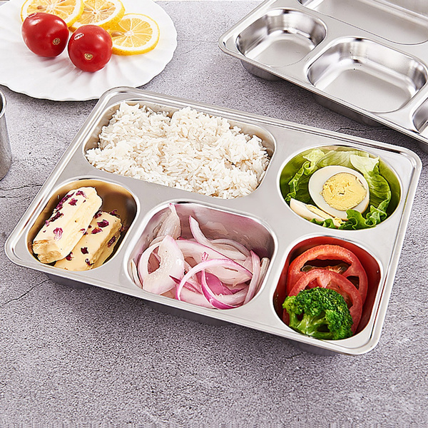 Stainless Steel Divided Dinner Tray Lunch Container Food Plate for ...