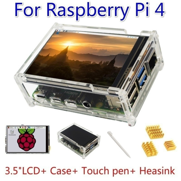 Raspberry Pi 4 LCD Display 3.5" TouchScreen+ Acrylic Case Enclosure Box ...