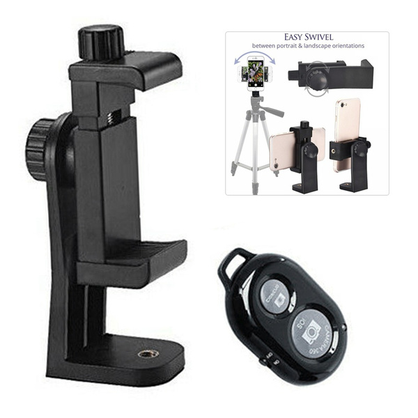 Universal Tripod 360° Rotating Mobile Phone Clamp Holder+Wireless ...
