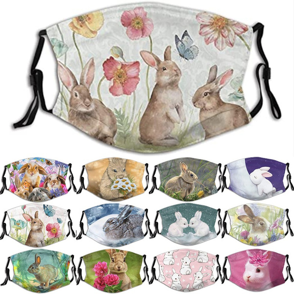 2021 New Arrived Cute Bunny Rabbit Face Printed Face Mask Adult and ...