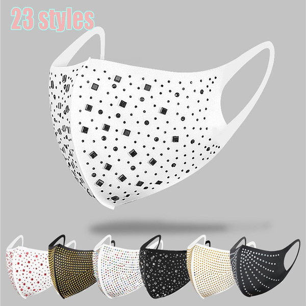 Unisex New Fashion Rhinestone Bling Face Mask Queen Boss Faith Lip Sexy ...