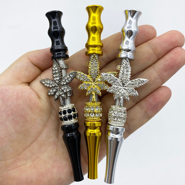 New Arrival Maple Leaf Style Shisha Hookah Tips With Rhinestones Blunt Holder Hookah Mouthpiece