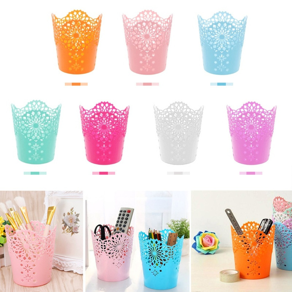 Storage Organizer Hollow Rose Flower Pen Case Pencil Stand Container ...