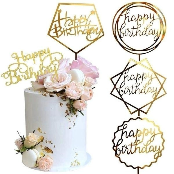 1 pc Acrylic Gold Color Cake Topper Happy Birthday Cake Topper Cake ...