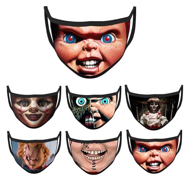 Horror Chucky Mouth Face Mask Scary Annabelle Face Mask Hollow Party ...