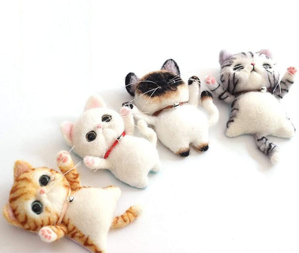 4 Stlye Wool Felt Handmade Animal Cats Shape Felt Toy DIY Craft Kit ...