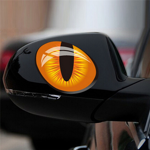 2pcs Cute Cat Eyes Car Stickers 3D Vinyl Decal Car Rearview Mirror ...