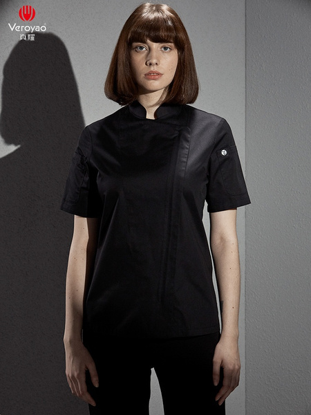 Female Chef Short Sleeve Zipper Jackets Professional Restaurant Hotel ...