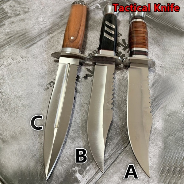 NEW Tactical Army Tanto Knife Wood Handle Fixed Blade Military Rescue ...