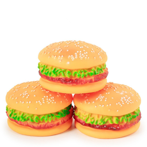 Funny Rubber Hamburger Dog Chew Squeaky Sound Toy Puppy Play Fetching ... Funny Rubber Hamburger Dog Chew Squeaky Sound Toy Puppy Play Fetching ...