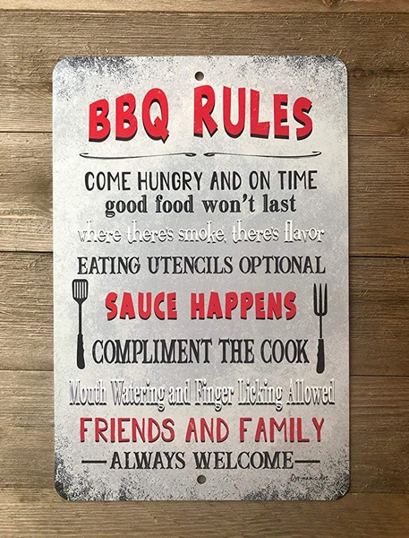 BBQ Rules Sign Grilling Sign Metal Sign Home Decor,Camping Sign Patio ...
