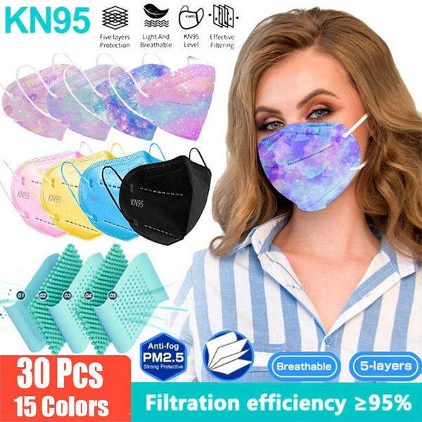 15 Colors FFP2 Mascarillas KN95 Facial Masks Adults 5 Layers Filter ...
