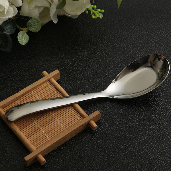 Stainless Steel Chinese Large Soup Spoons Kitchen Ramen Spoons Flatware ...