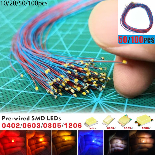 100/50/20/10pcs Pre-soldered Micro SMD LED Pre-wired Light Diode for ...