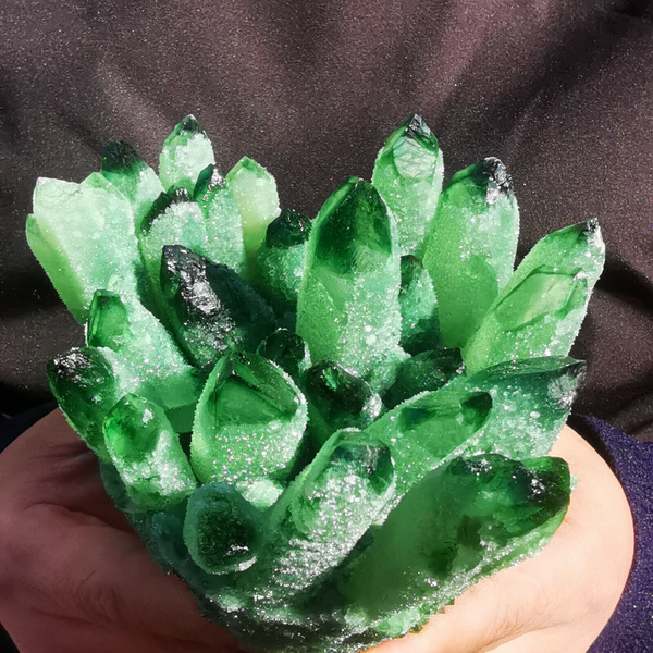 Rare New twinkling Green Ghost Quartz Crystal Cluster Vug Specimen | Wish