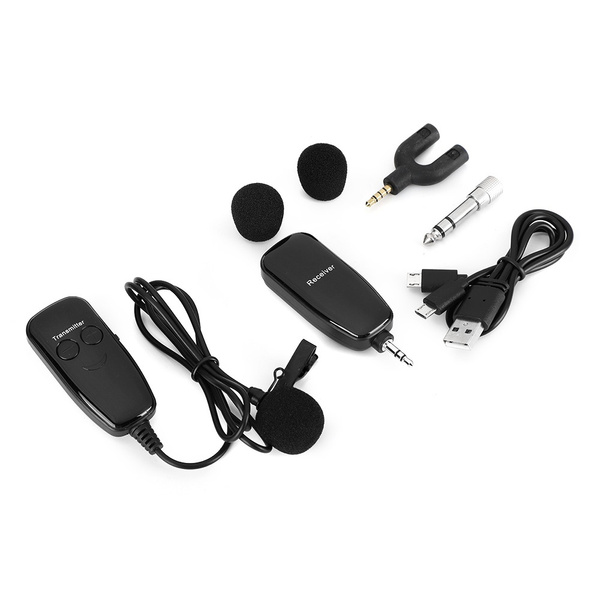 Wireless Clip On Tie Microphone UHF Mic Kit With Receiver Transmitter ...