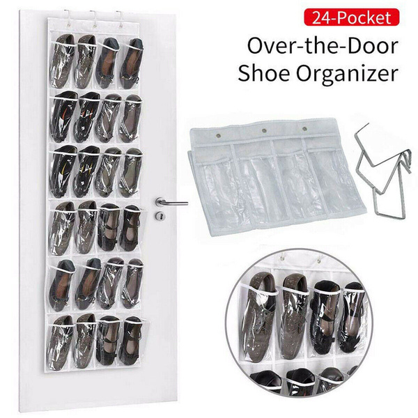 24 Pocket Clear Over The Door Shoe Pantry Closet Cabinet Organizer Rack ...