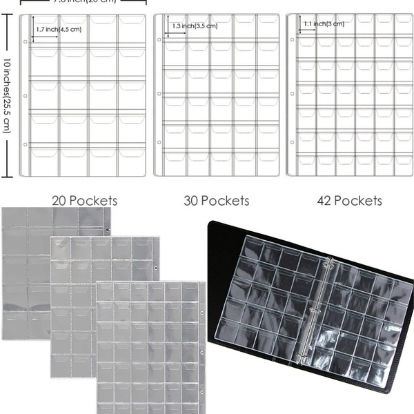 Coin Collection Storage Sheets Coin Pocket Page Protectors(20, 30 And ...