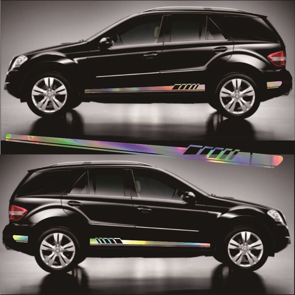 2Pcs Reflective Car Auto Graphics Both Side Body Vinyl Decal Long ...