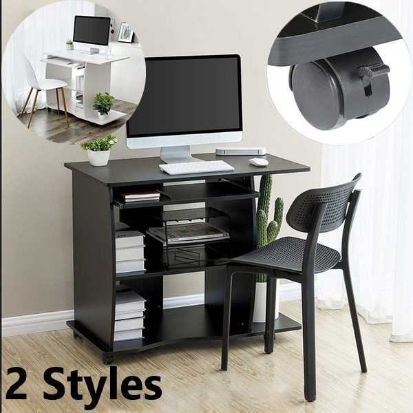 Computer Desk With 4 Casters Tablet Keyboard Computer Table Desk ...