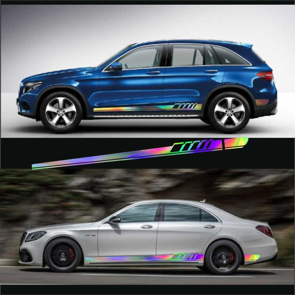 Laser Both Side Body Vinyl Decal Sticker Sports Racing Car Long Stripe ...