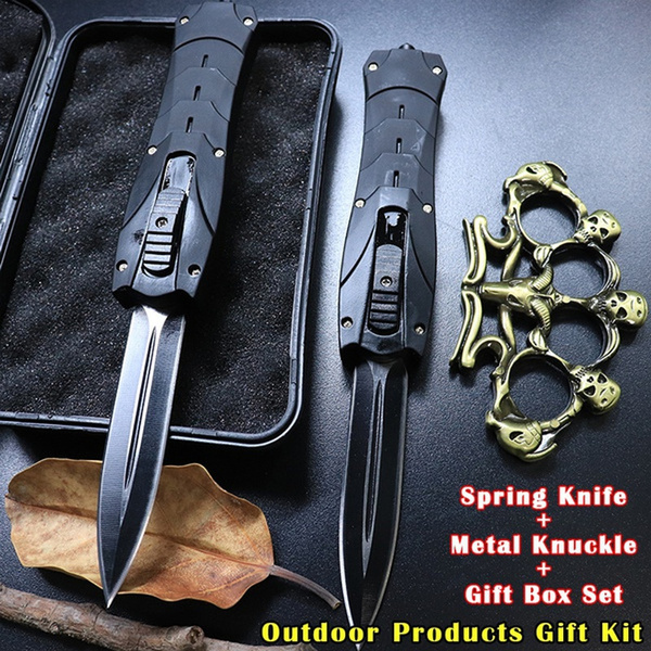 Newest Self Defense Tools Set, 4 Colors Push Knife+ Metal Knuckle+ Gift ...