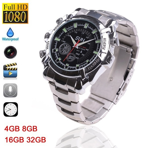 1080P Night Vision Spy Watch DVR 32GB Waterproof Spy Watch Camera with ...