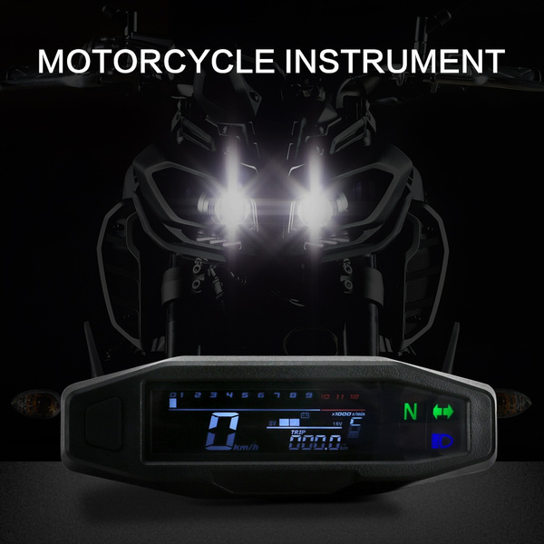 Mini Universal Motorcycle LCD Speedometer Digital Odometer 199KM/H ...