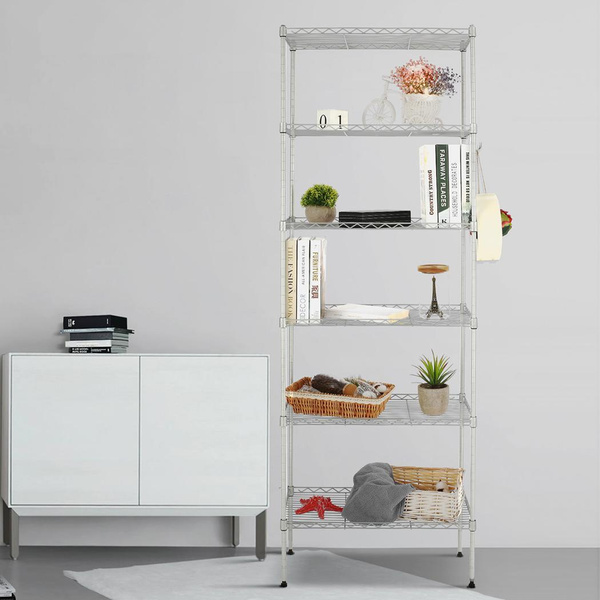 Metal Wire Storage Shelf, 5 Tiers Height Adjustable, Steel Garage Shelf ...