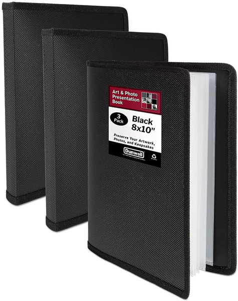 Dunwell 8x10 Portfolio Folder for Artwork - (Black, 1 Pack), 24 Pockets ...