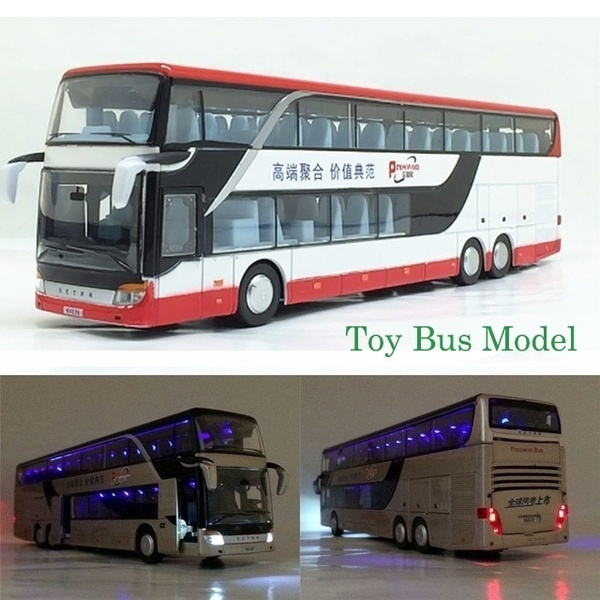 Alloy 1:32 Pull Back Bus Model High Imitation Double Sightseeing Bus ...