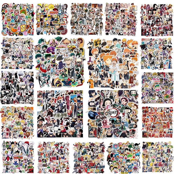 50PCS Cartoon Japanese Anime 20 Styles Stickers, Demon Slayer/My Hero ...