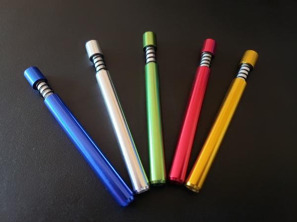 5-Pack Multicolor Aluminum Self Cleaning One Hitter Pipe Dugout Push ...