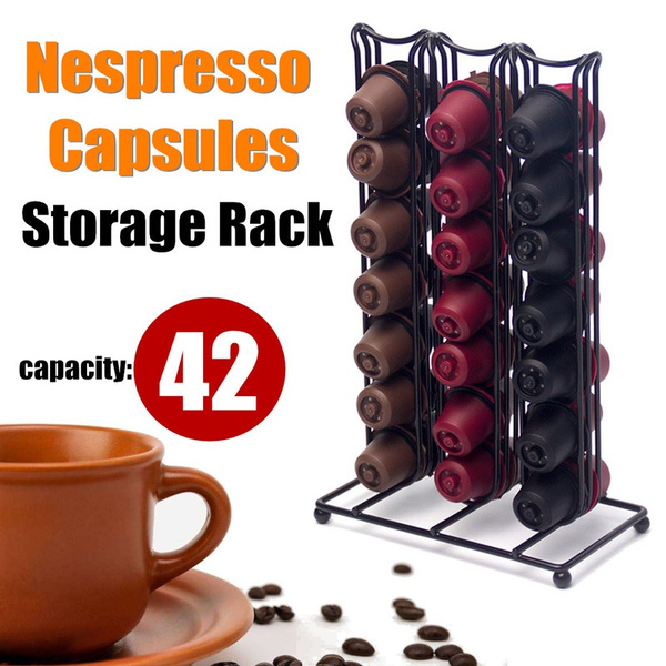 42PCS Metal Coffee Capsules Storage Rack Dispenser Coffee Pods Holder ...